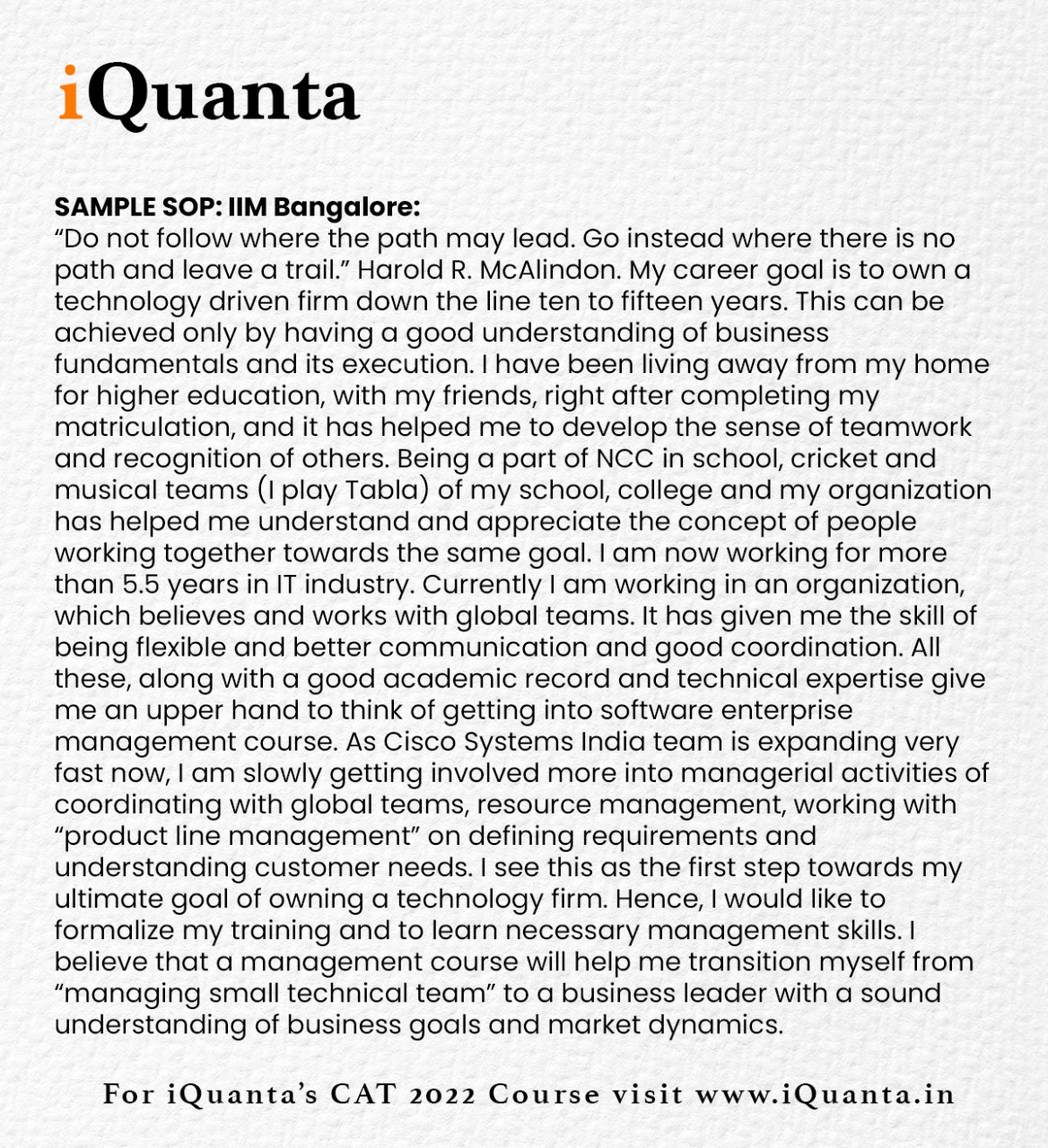 How to Write SOP & Sample SOPs - iQuanta CAT Preparation Blog How to Write SOP & Sample SOPs - iQuanta CAT Preparation Blog