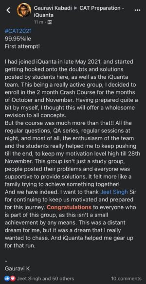 iQuanta CAT Results | iQuanta Toppers Review - iQuanta