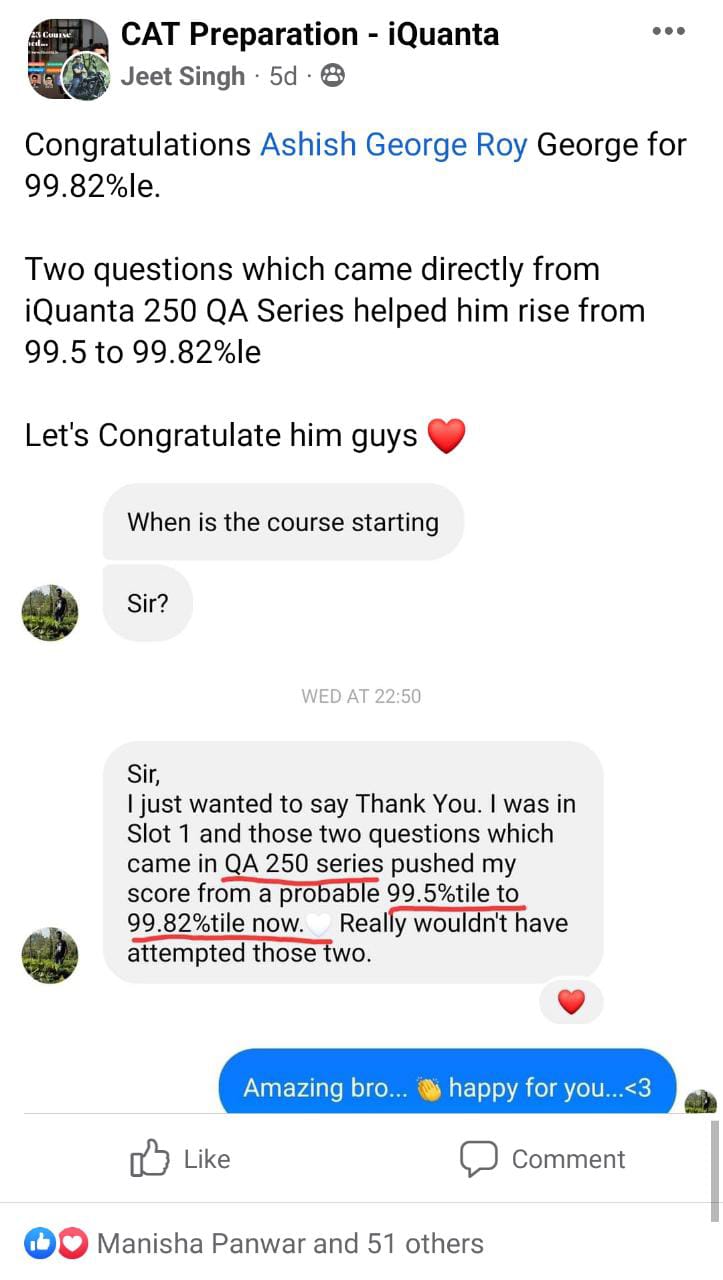 CAT 2022 Toppers List From iQuanta : 70+ Score 99%ile - iQuanta