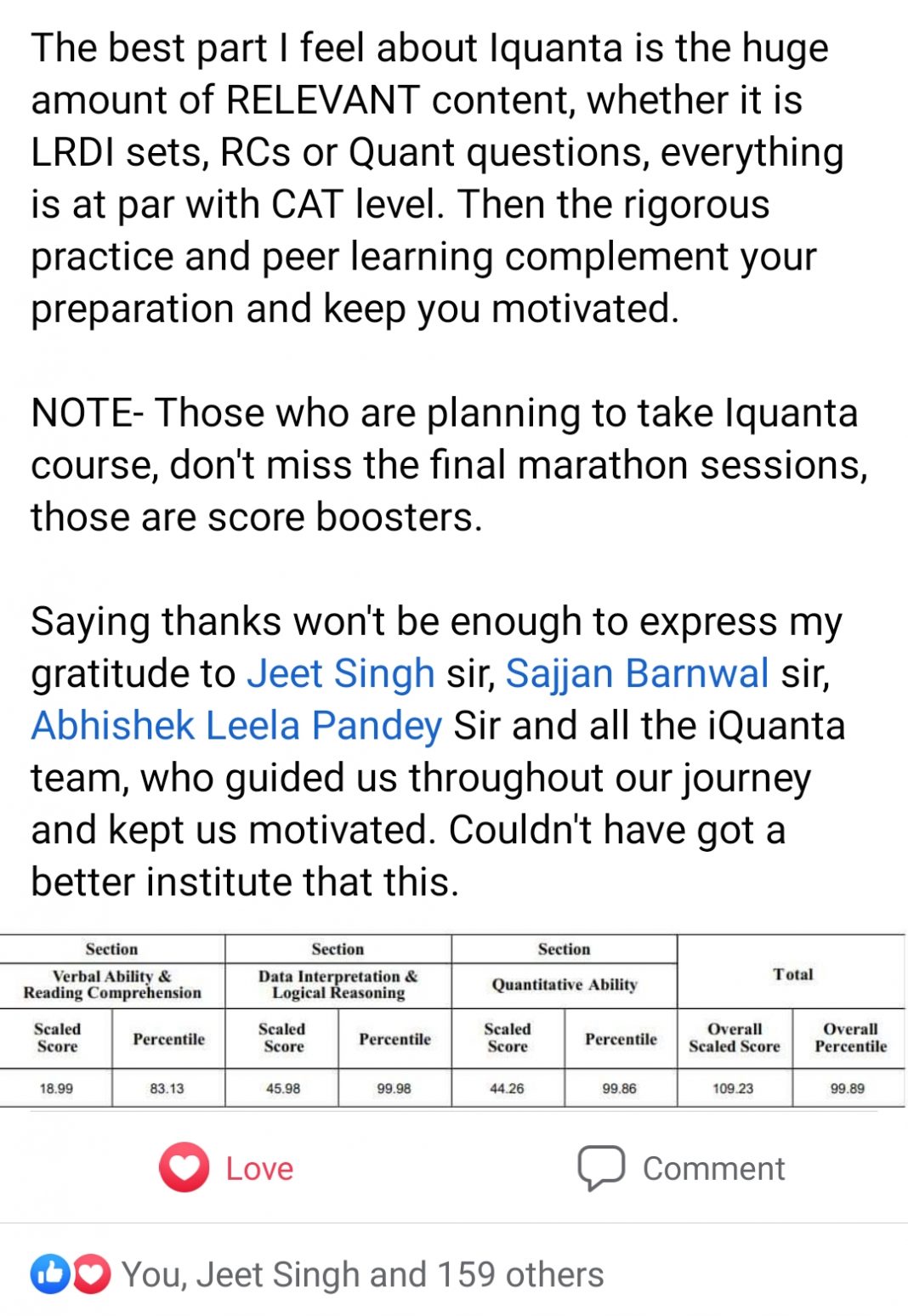 CAT 2022 Toppers List From iQuanta : 70+ Score 99%ile - iQuanta