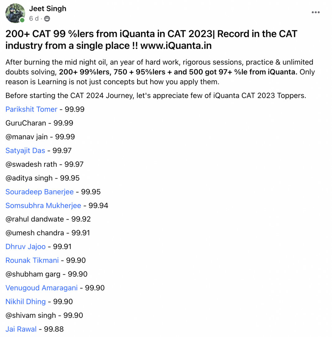 CAT 2023 Toppers List : Check Names, Scorecards & Journey - iQuanta