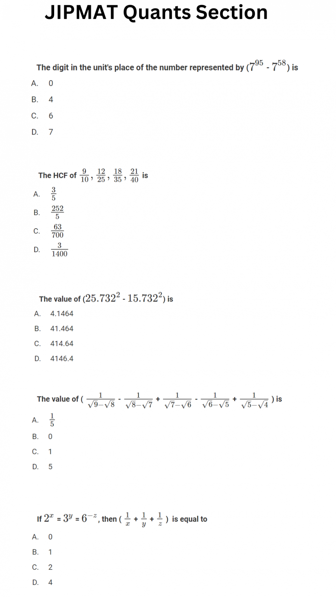JIPMAT Syllabus 2024 : Section Wise Important Topics - iQuanta