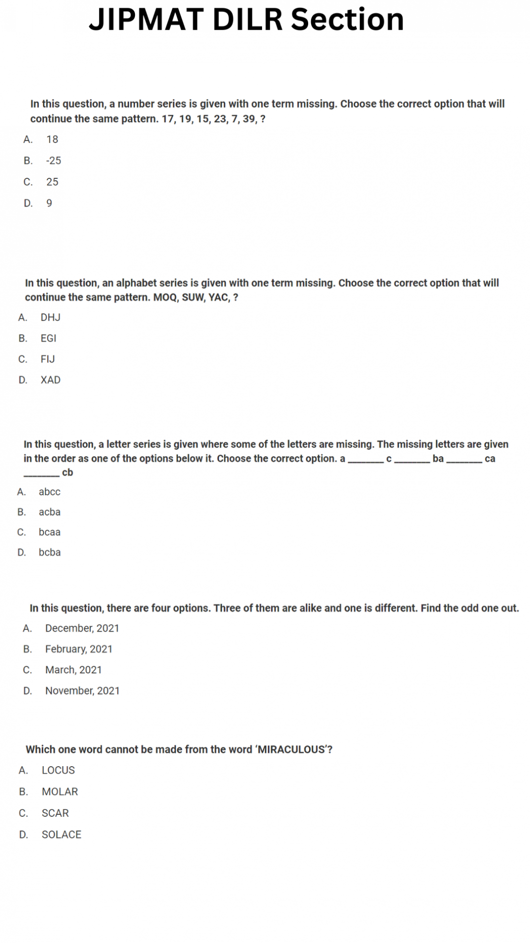 JIPMAT Syllabus 2024 : Section Wise Important Topics - iQuanta