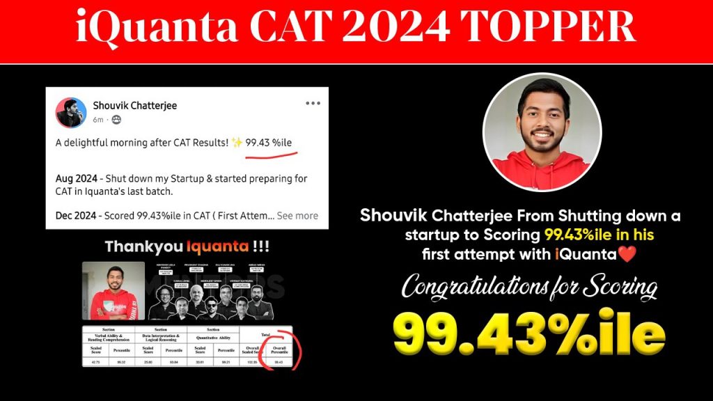 CAT 2024 Toppers Journey - Shouvik Chatterjee -99.43%iler From iQuanta - iQuanta