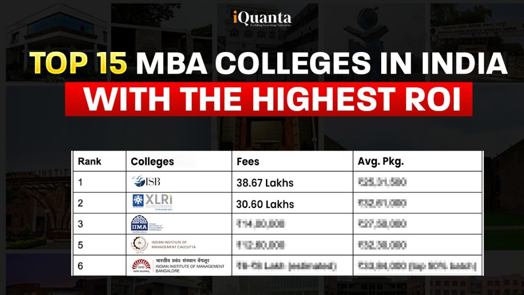 Top 15 MBA Colleges in India with the Highest ROI (Fees vs Average ...