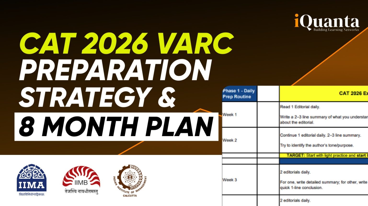 CAT 2026 VARC Preparation Strategy - 8 Month Detailed Study Plan - iQuanta